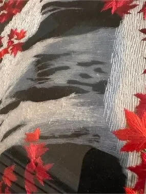 Art | Framed Embroidered Waterfall Red Maple Leaves Art Chinese Silk ...